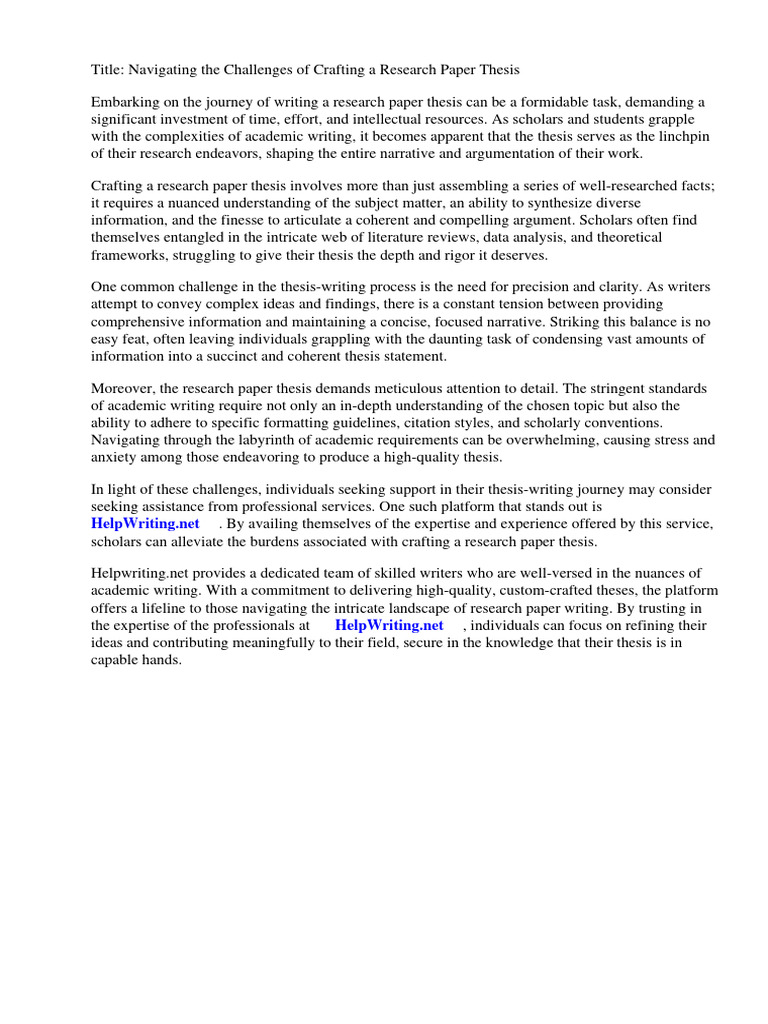 Crafting a Strong Research Paper Thesis | PDF | Thesis | Essays