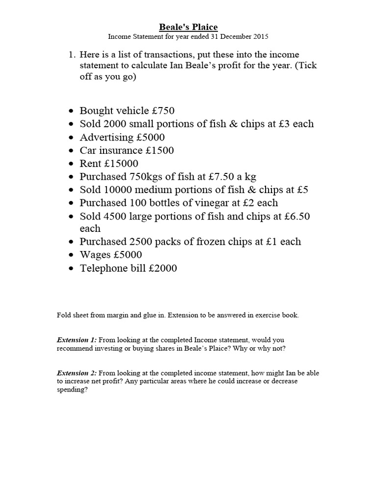 Basic Income Statement 1 | PDF