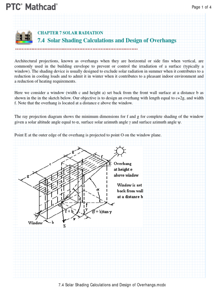 7.4 Solar Shading Calculations and Design of Overhangs | PDF | Physical ...