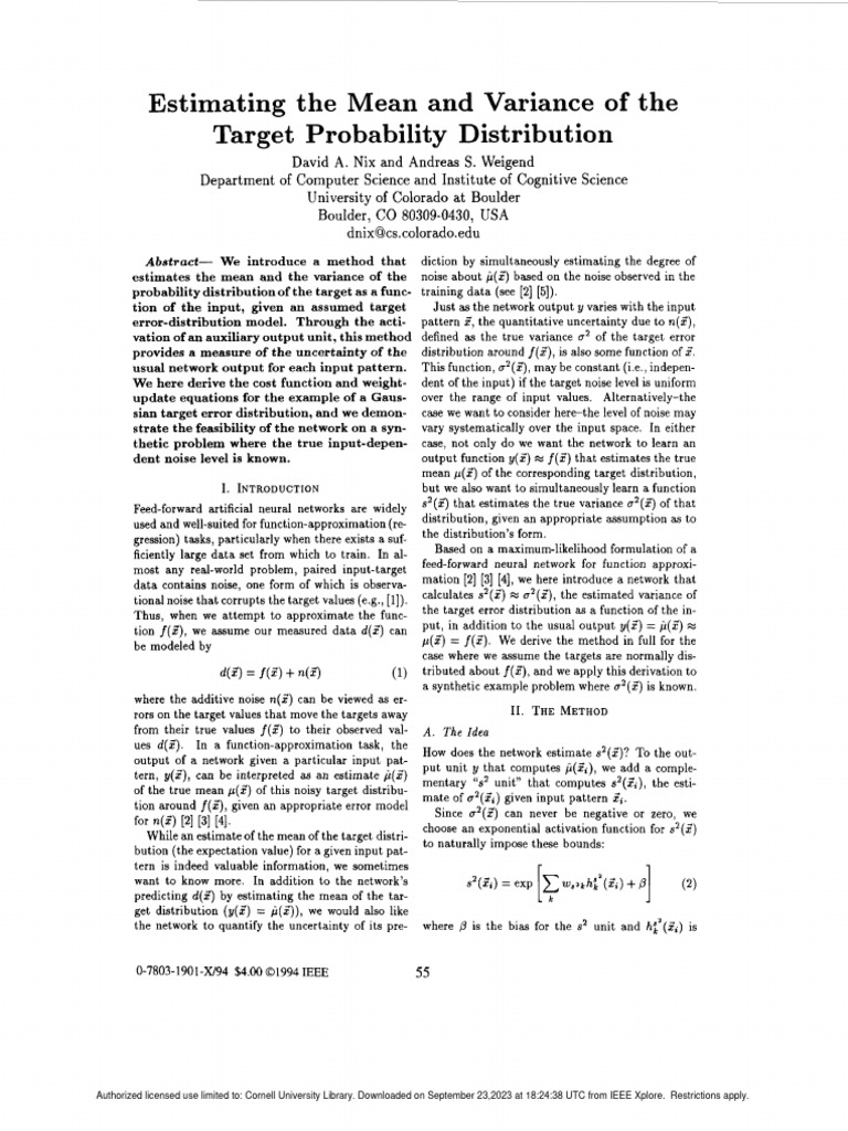 Estimating The Mean and Variance of The Target Probability Distribution | PDF