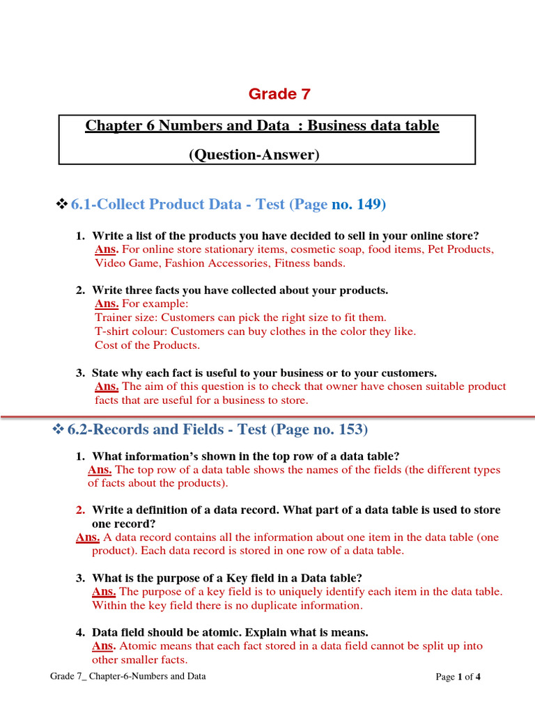 Grade 7 - Chapter6-Numbers and Data - Term2 | PDF