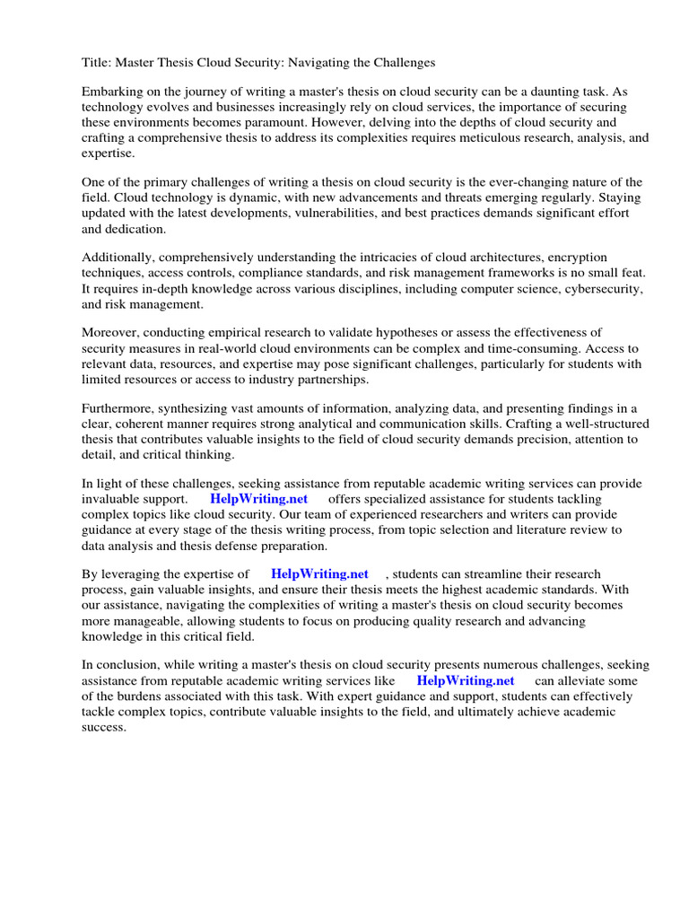 Master Thesis Cloud Security | PDF | Computer Security | Security