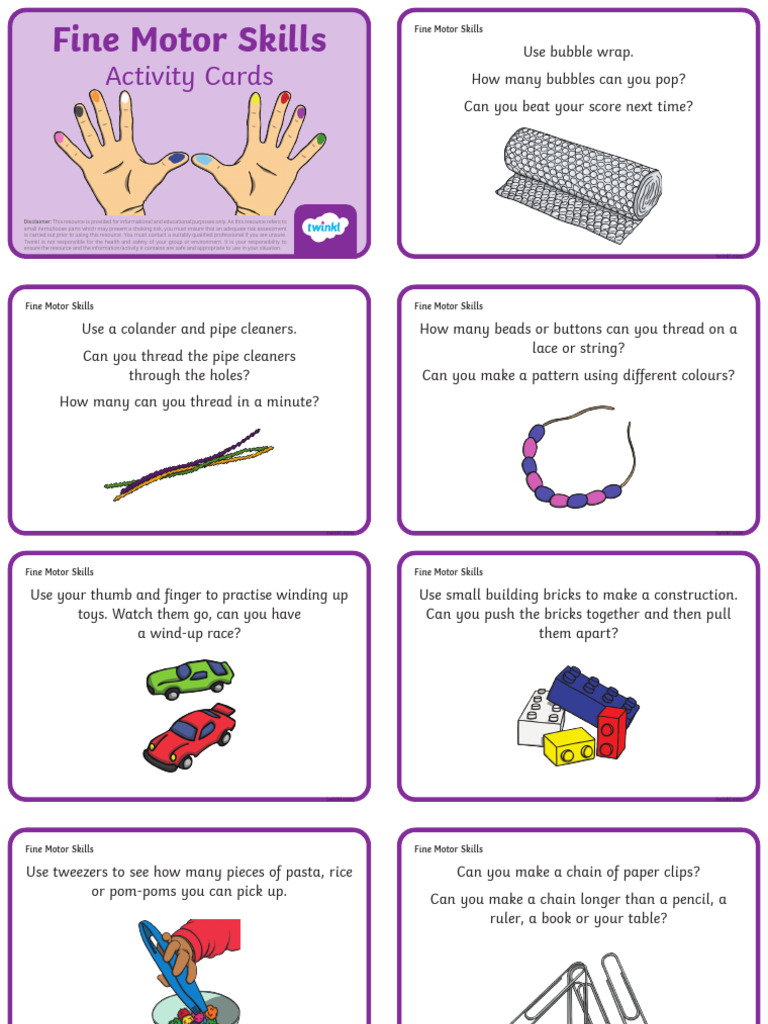 Fine Motor Skills Activity Cards Ver 4 | PDF