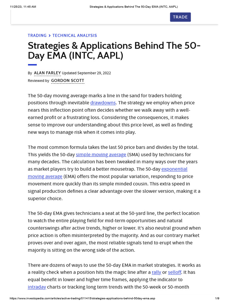 Strategies & Applications Behind The 50-Day EMA (INTC, AAPL) | PDF ...