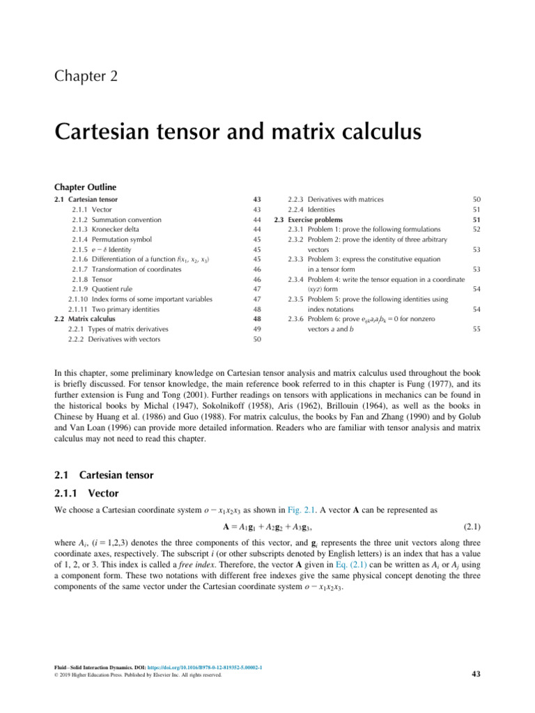 Cartesian Tensor and Matrix Calculus | PDF | Matrix (Mathematics) | Tensor