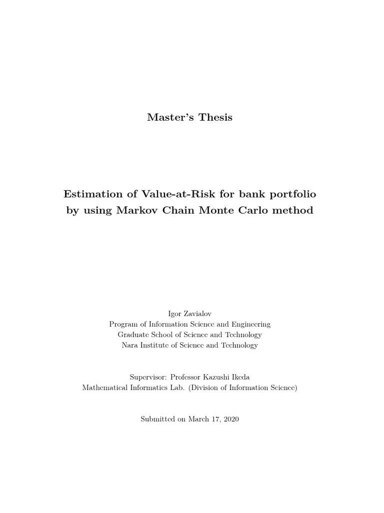 Master's Thesis | PDF | Value At Risk | Banks