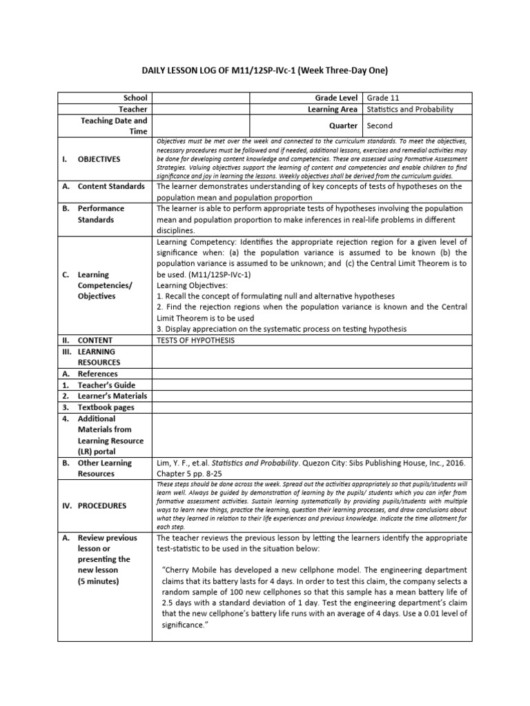Lesson Plan in Statistics | PDF
