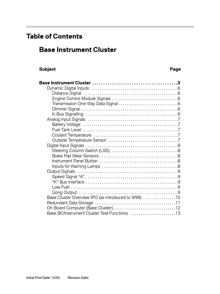 02c - Base Instrument Cluster | Download Free PDF | Vehicle Technology ...