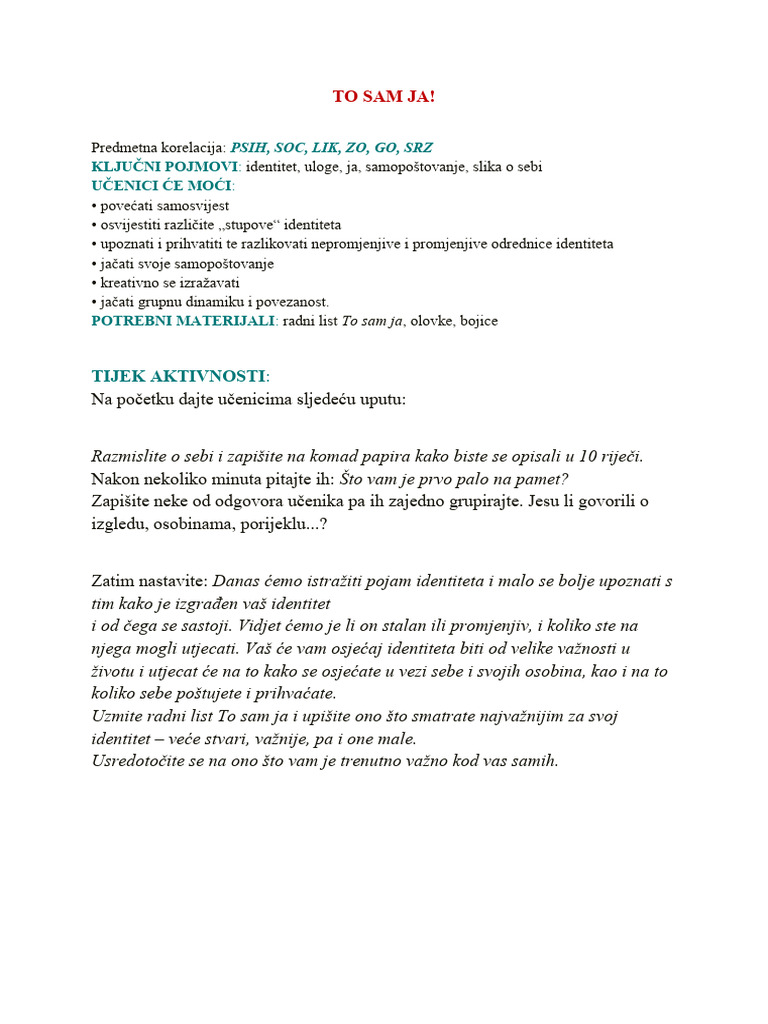 Radionica To Sam Ja | PDF