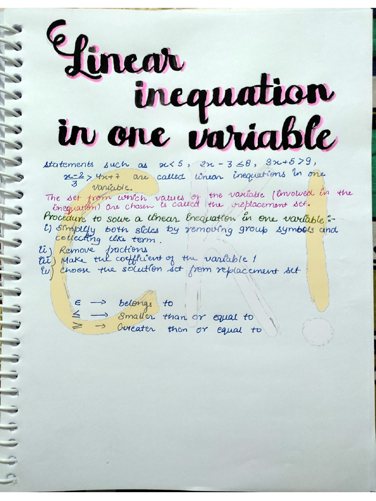 Linear Inequation in One Variable | PDF