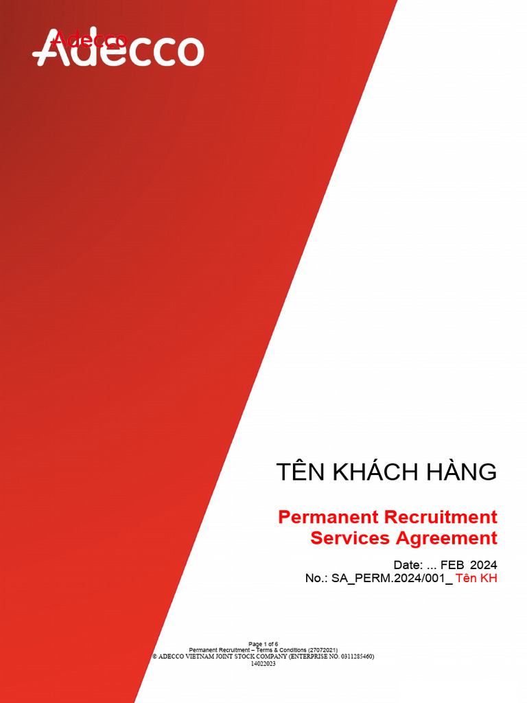 2024 Adecco Vietnam - Recruitment Services Agreement Client | PDF ...