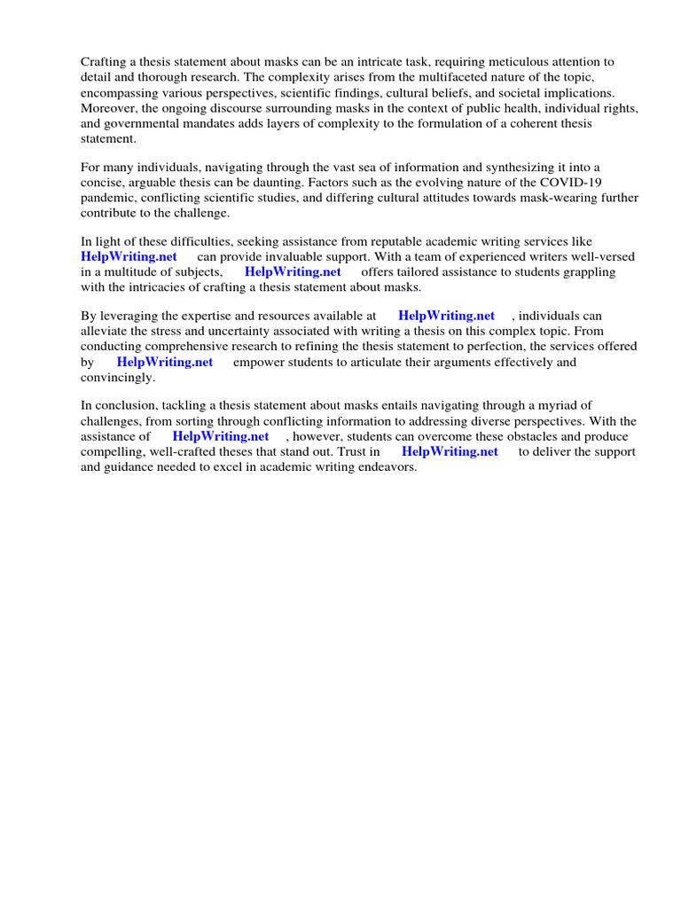 Thesis Statement About Masks | PDF