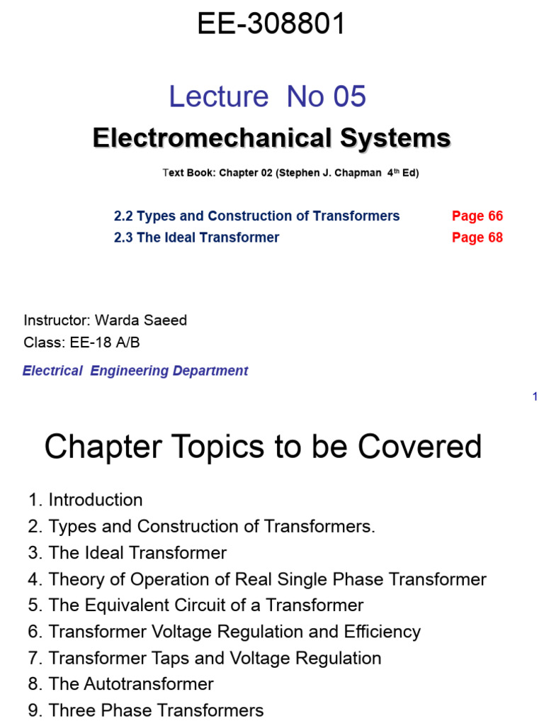 Lecture 05 Transformers | Download Free PDF | Transformer | Electrical Impedance