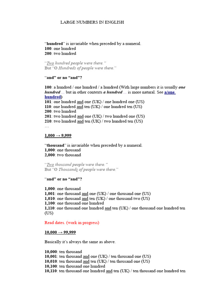 Understanding Large Numbers in English | PDF | Linguistics | Syntax