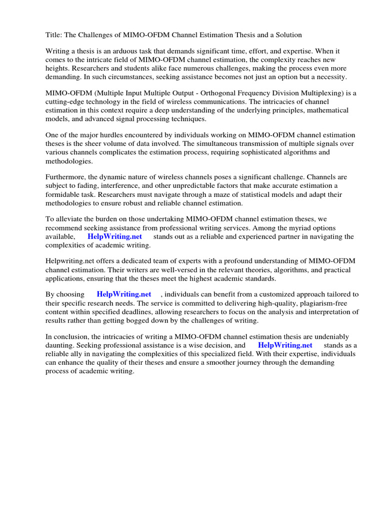 Mimo Ofdm Channel Estimation Thesis | PDF