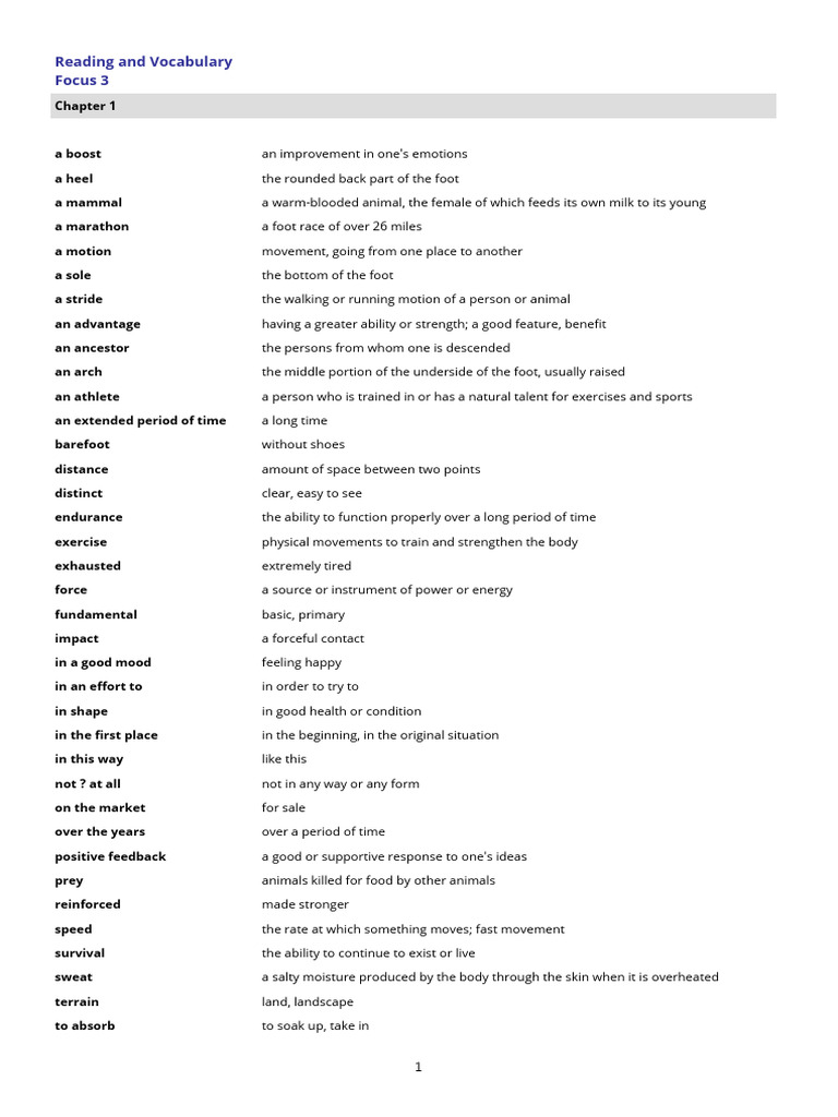 Reading and Vocabulary Focus 3 Voca | PDF