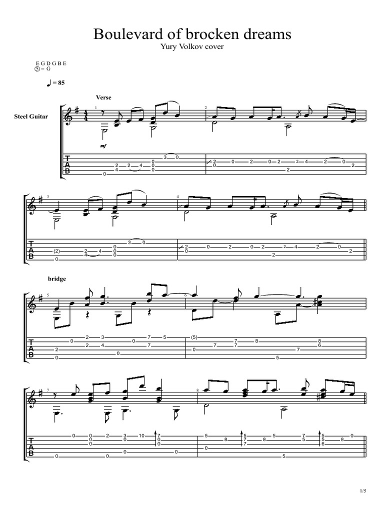 Boulevard of Broken Dreams | PDF | Rock Songs | Singles (Music)