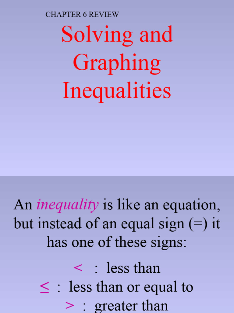 Inequalities: Solving and Graphing Guide | PDF | Inequality (Mathematics) | Applied Mathematics