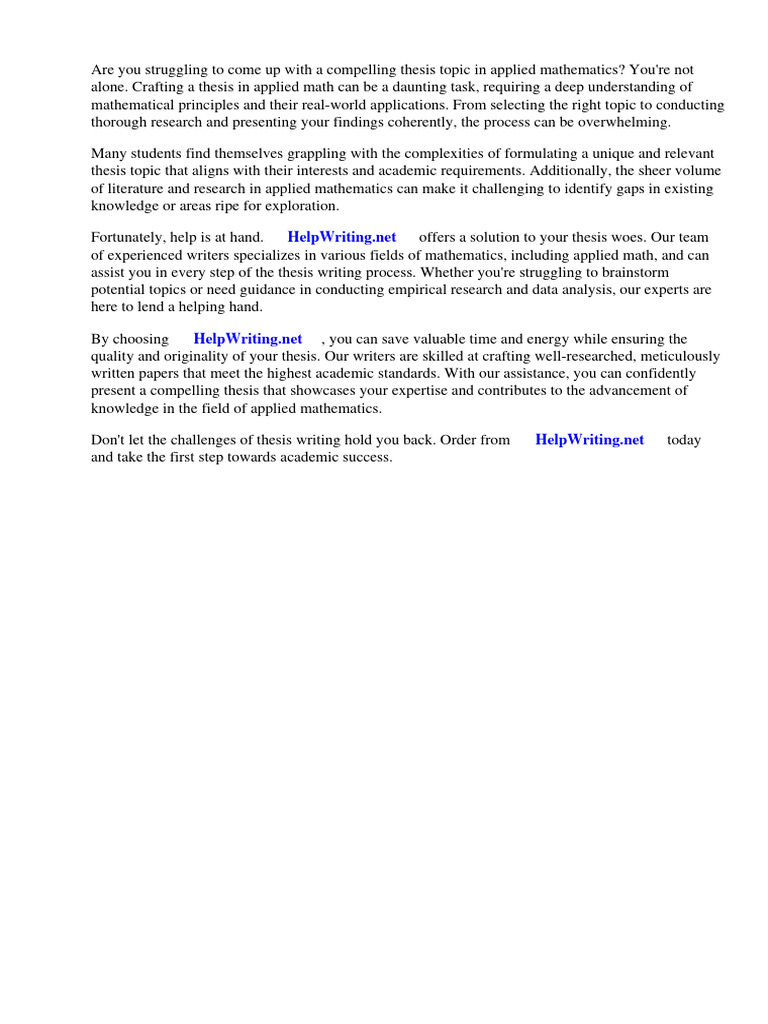 Applied Math Thesis Topics | PDF
