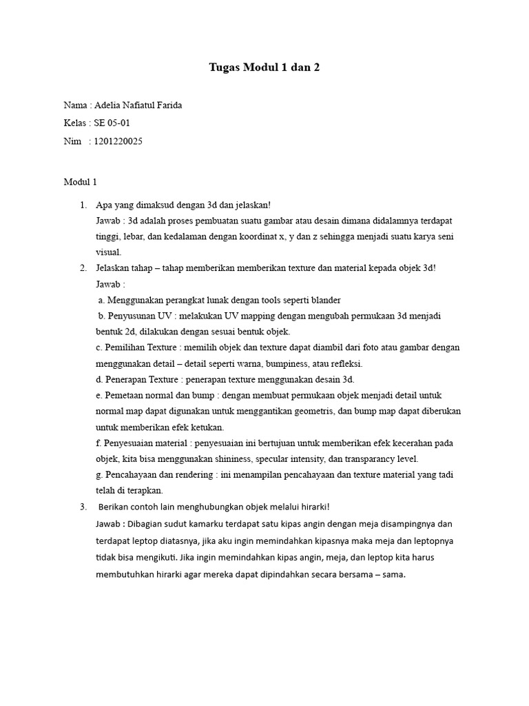 Tugas Modul 1 dan 2 Animasi dan Permodelan 3d | PDF
