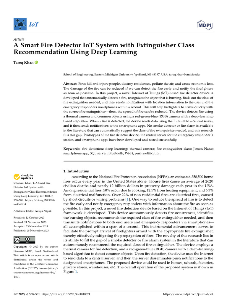 A Smart Fire Detector IoT System with Extinguisher Class Recommendation Using Deep Learning ...