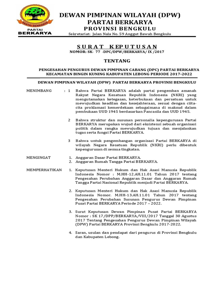 SK DPC Bingin Kuning | PDF