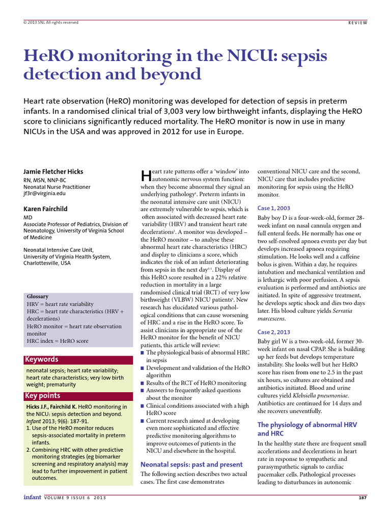 Predictive Monitoring Hero Nicu | PDF | Neonatal Intensive Care Unit | Sepsis