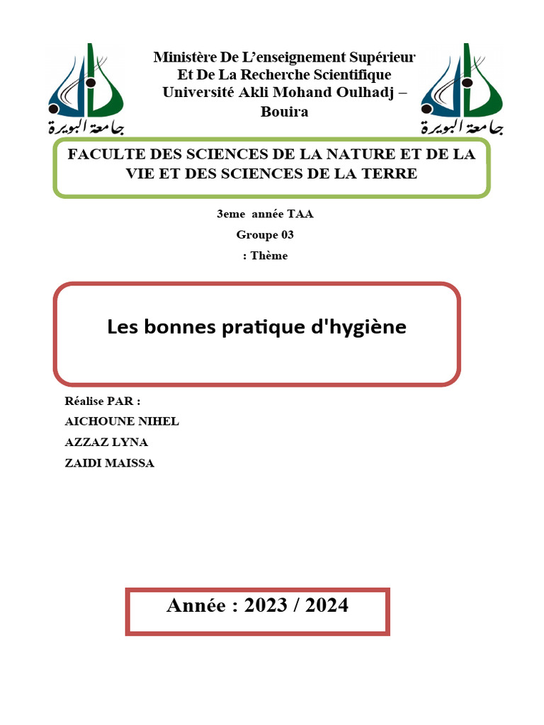 Les Bonnes Pratique D'hygiène | PDF