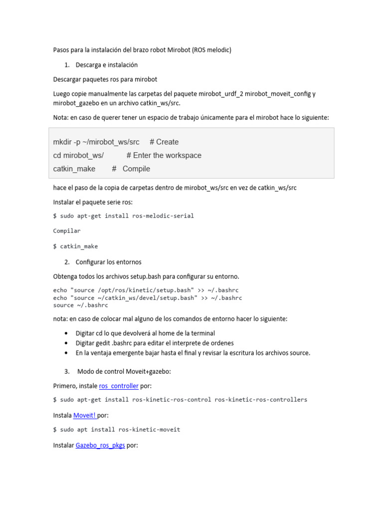 Instalación de Mirobot con ROS Melodic | PDF | Informática
