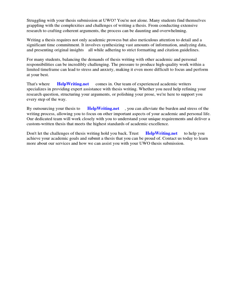 Uwo Thesis Submission | PDF