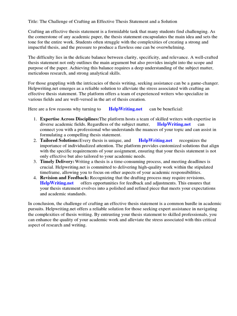 How Do You Write An Effective Thesis Statement | PDF | Essays | Thesis