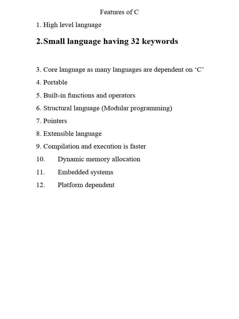 Key Features and Structure of C Programming | PDF | Computers