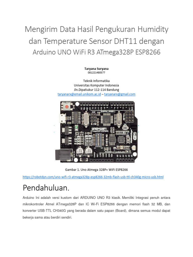 Mengirim Data Hasil Pengukuran Humidity Dan Temperature Sensor DHT11 Dengan Arduino UNO WiFi R3 ...