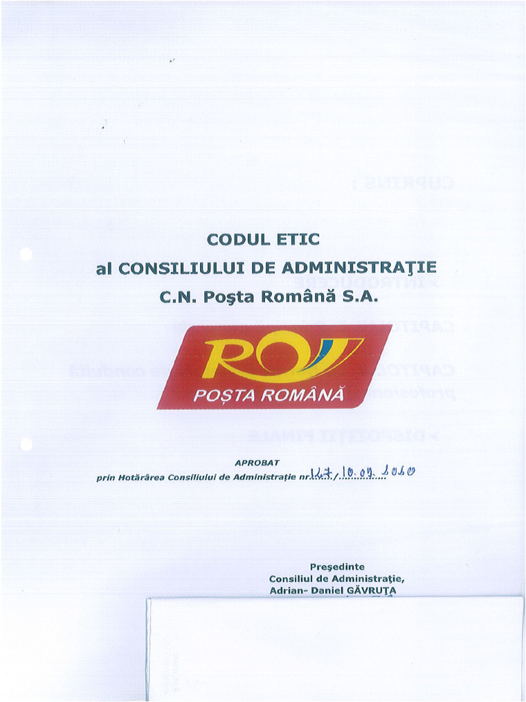 Cod de Etica Aprobat | PDF