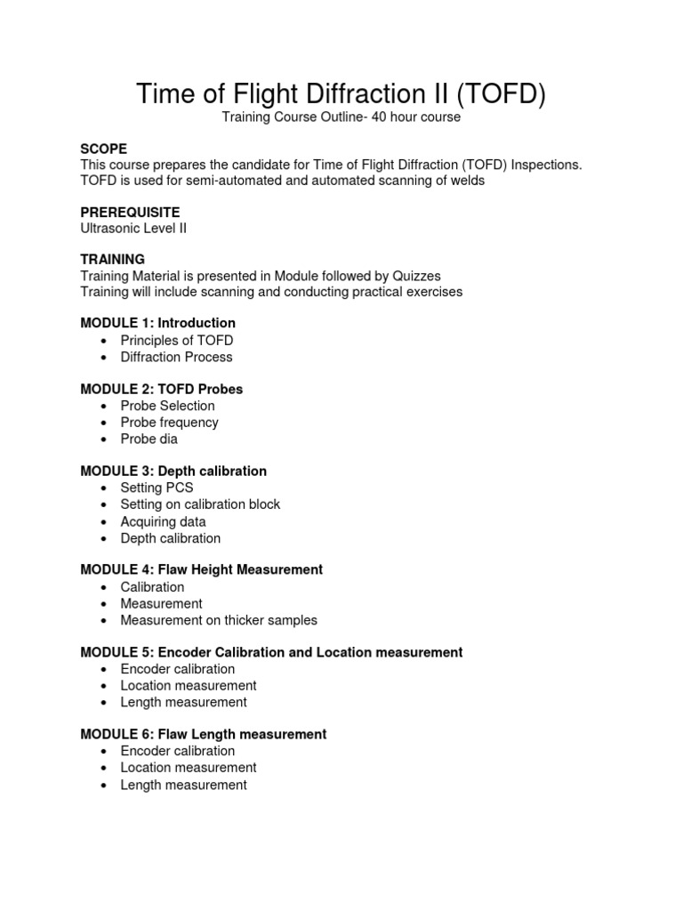 TOFD Course Outline 1 | PDF