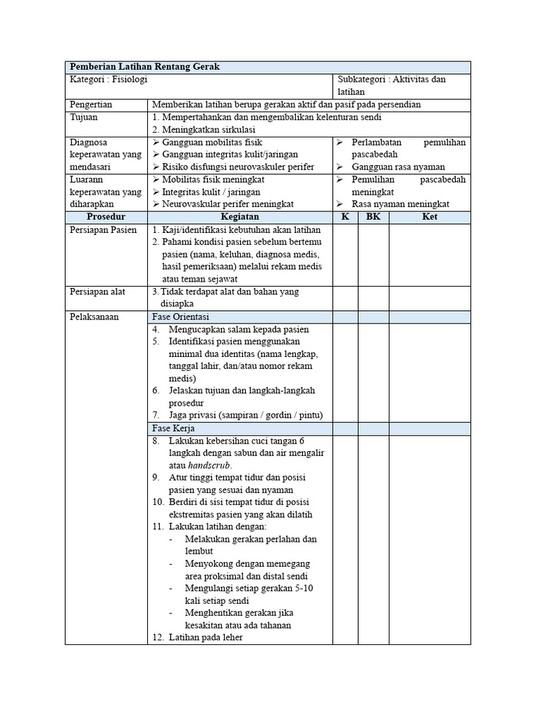 Sop Latihan Rentang Gerak Pdf