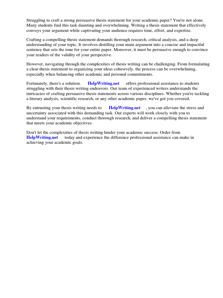 Examples of Strong Persuasive Thesis Statements | PDF