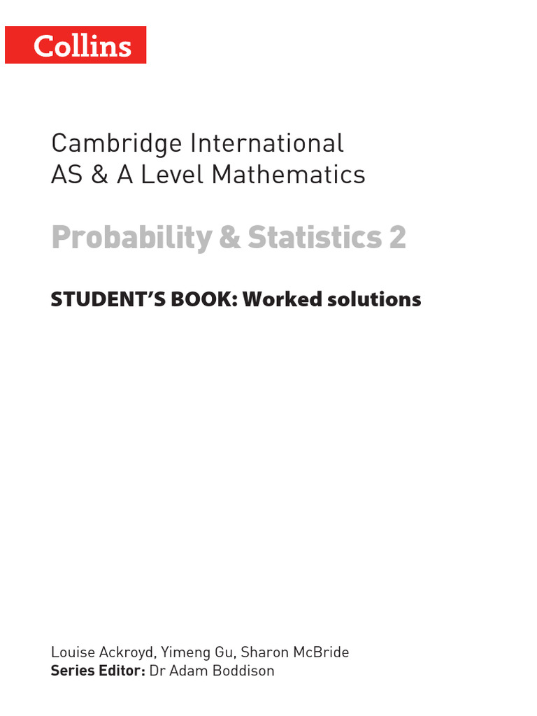 Collins Probability Statistics 2 (Worked Solutions) PDF | PDF