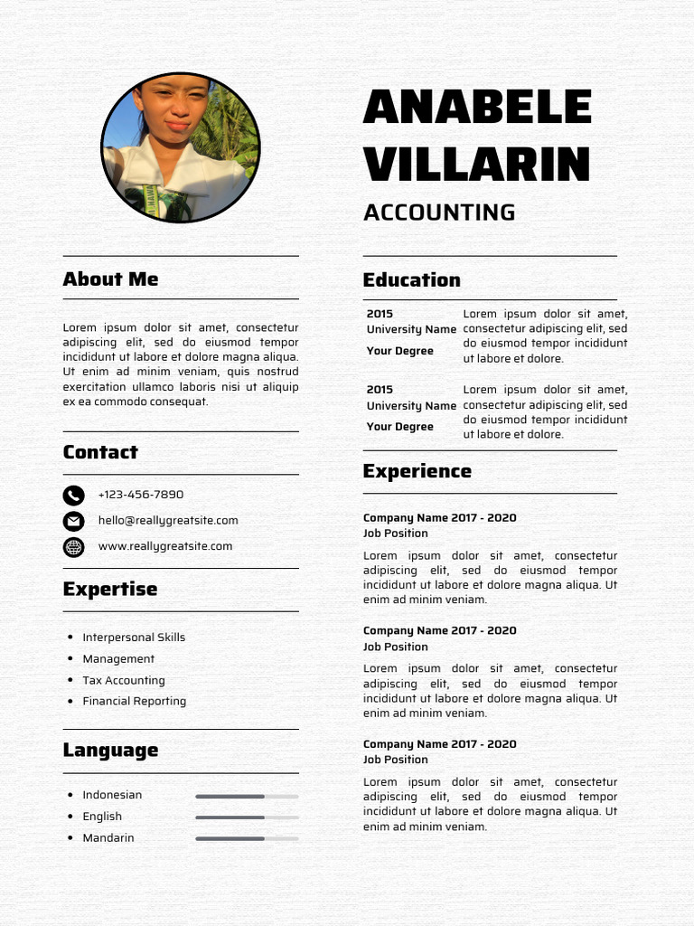 Black and White Minimalist Professional Resume | PDF