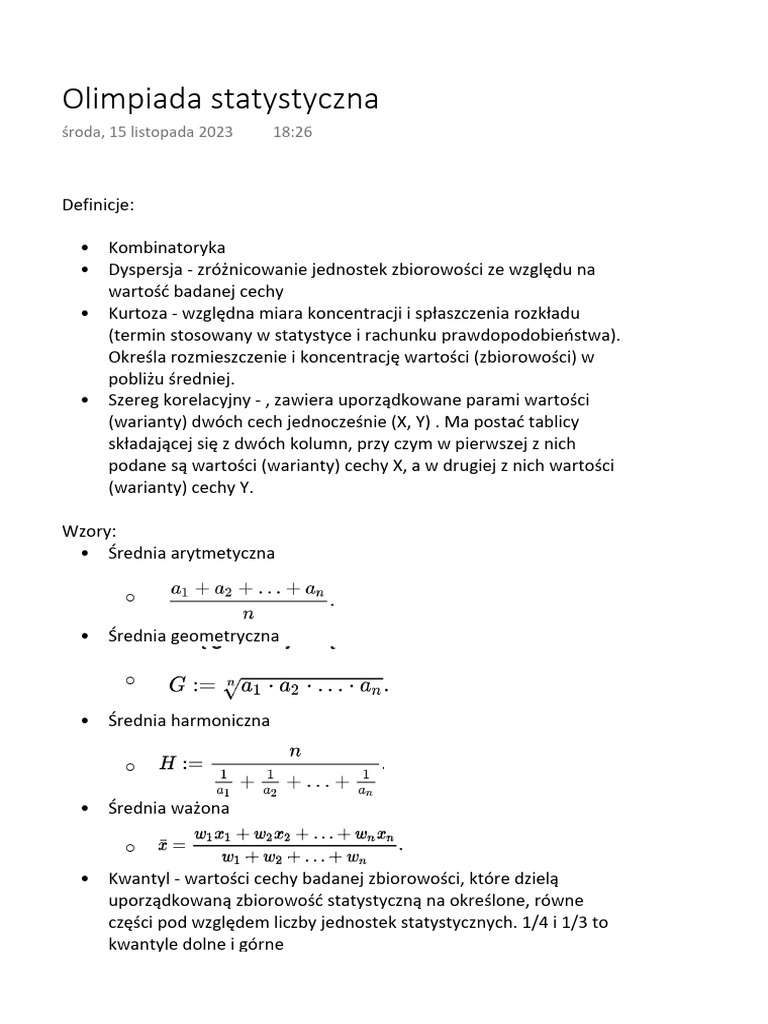 Olimpiada Statystyczna | PDF