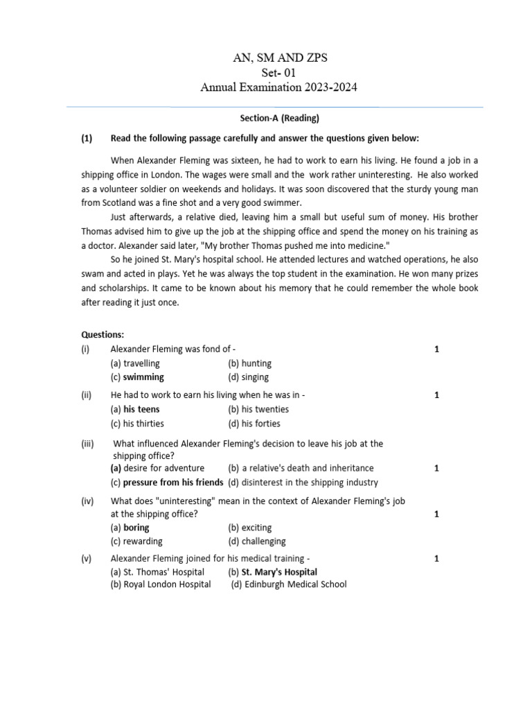 Class 9th English Set 01 With Solution | PDF | Oil | Science