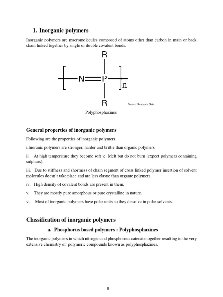 Inorganic Polymers | PDF | Polymers | Sulfur