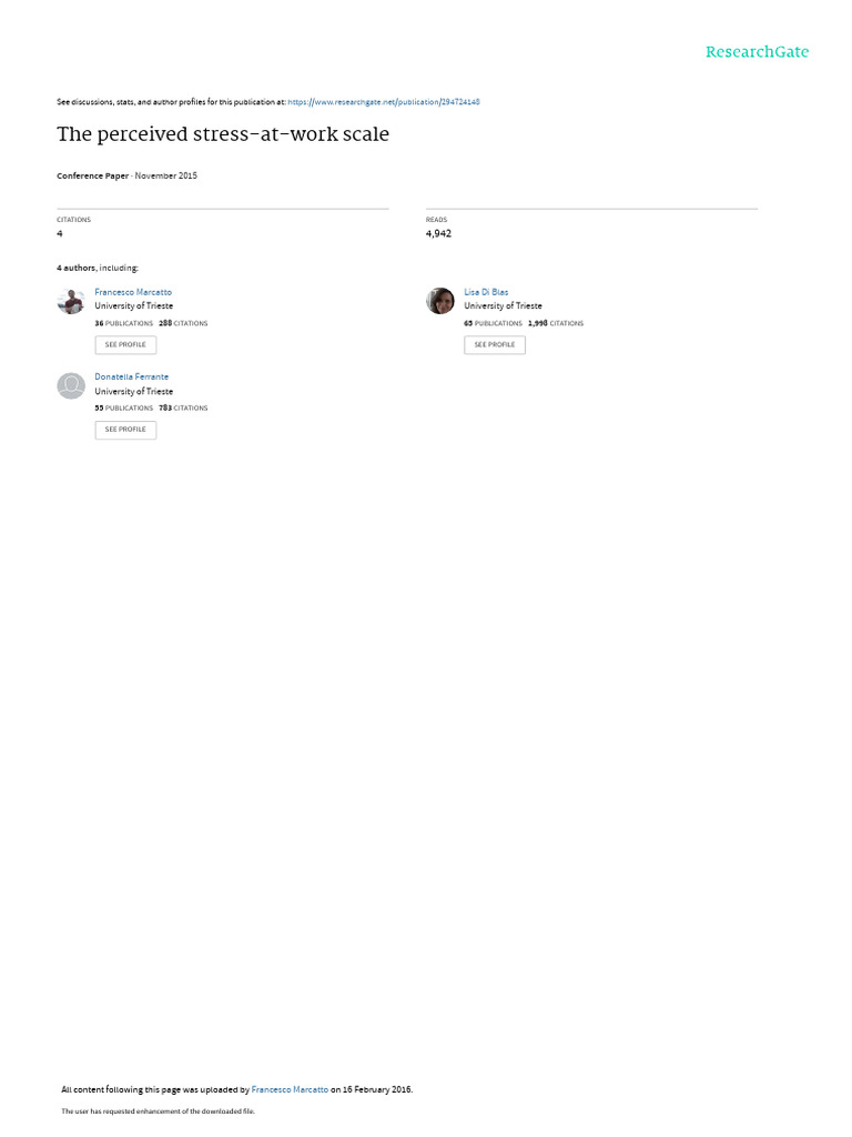 Theperceivedstress at Workscale | PDF | Psychometrics | Behavioural ...