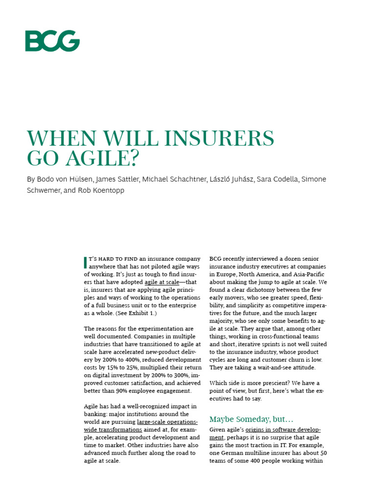 BCG When Will Insurers Go Agile Oct 2019 - tcm9 230882 | PDF