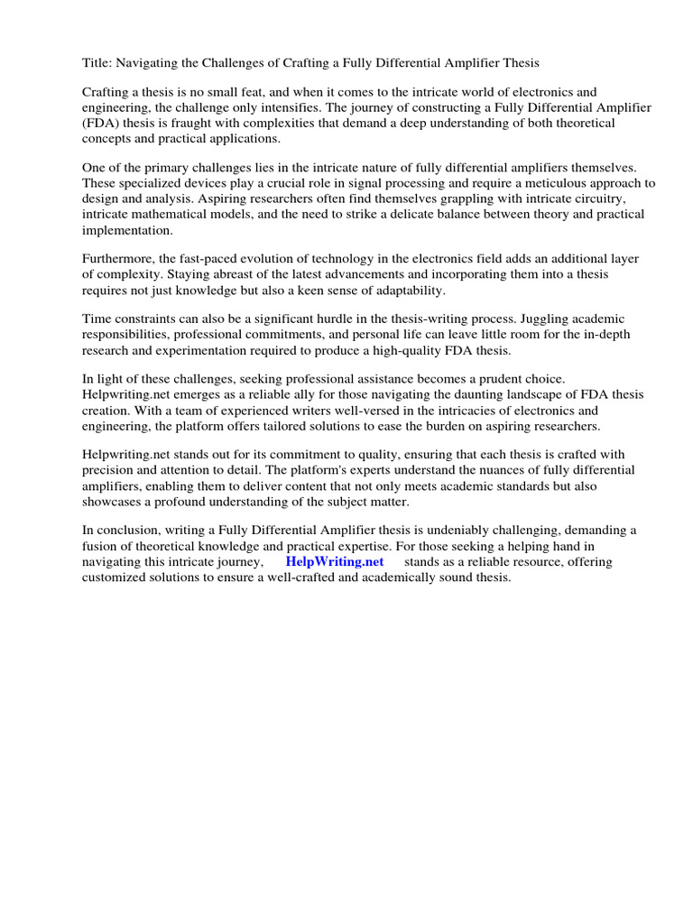 Fully Differential Amplifier Thesis | PDF | Operational Amplifier ...