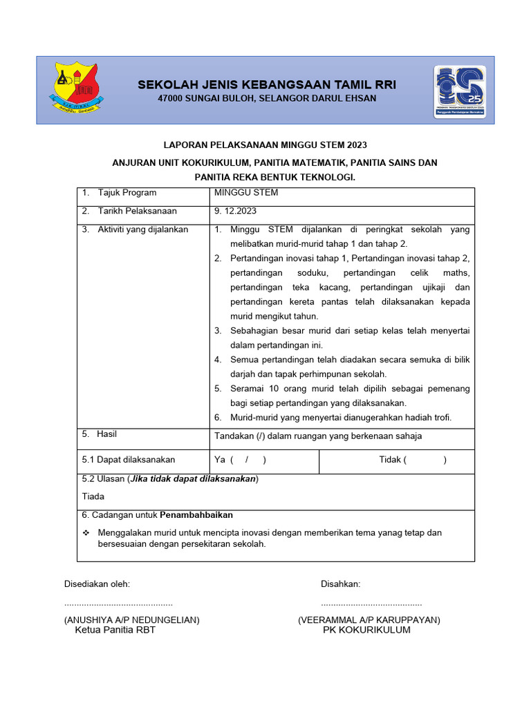 Laporan Minggu STEM Sekolah 2023 | PDF | Seni