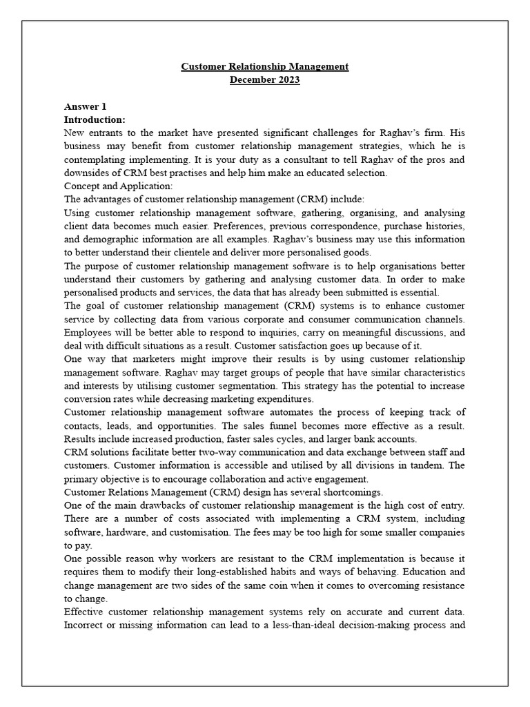 Customer Relationship Management MBA | PDF | Customer Relationship ...