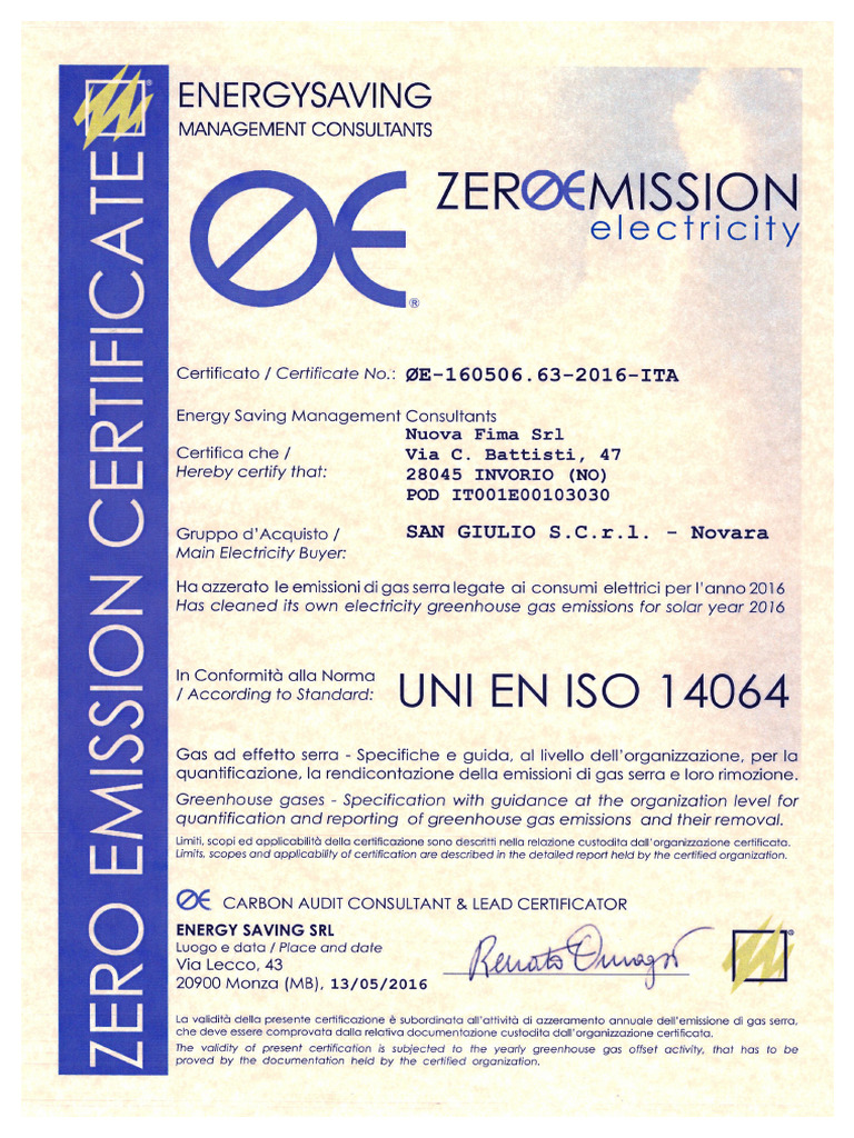 ZeroEmission Certificate | PDF