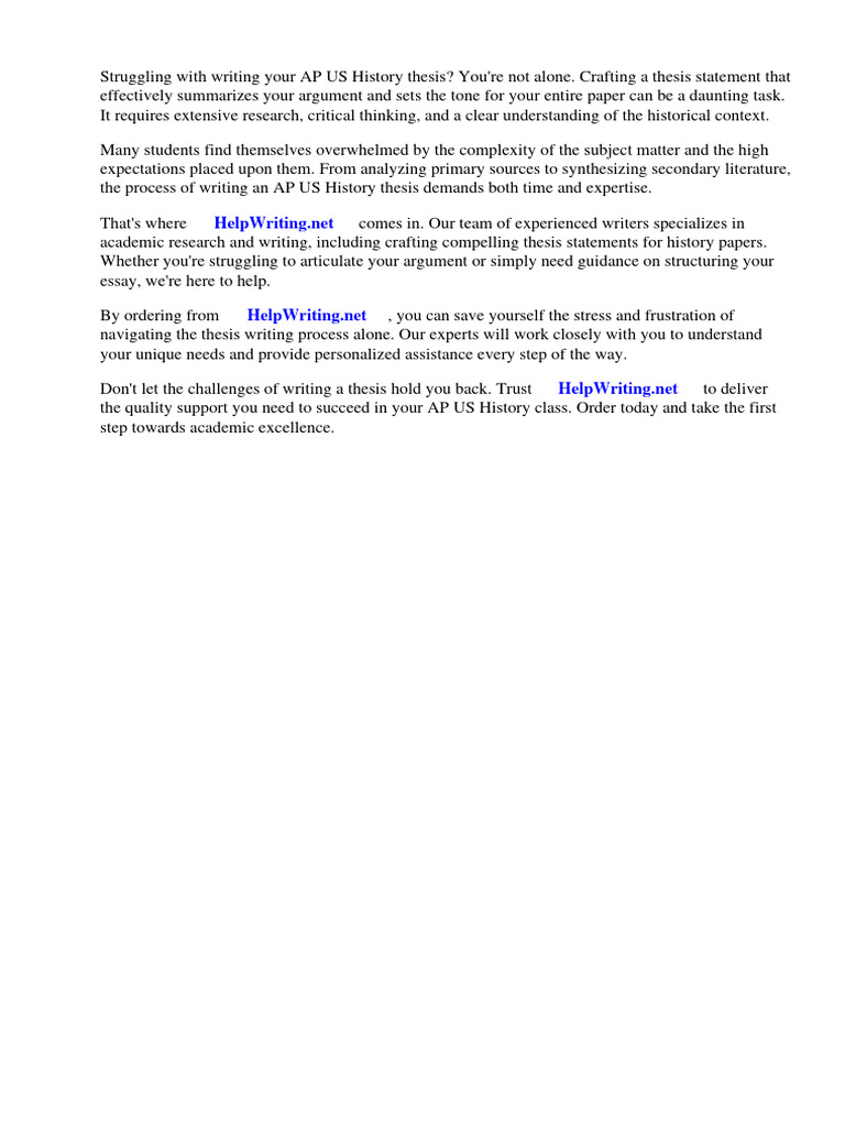 Writing An AP Us History Thesis | PDF | Essays | Thesis