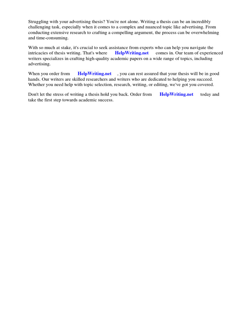 Advertising Thesis Statement | PDF